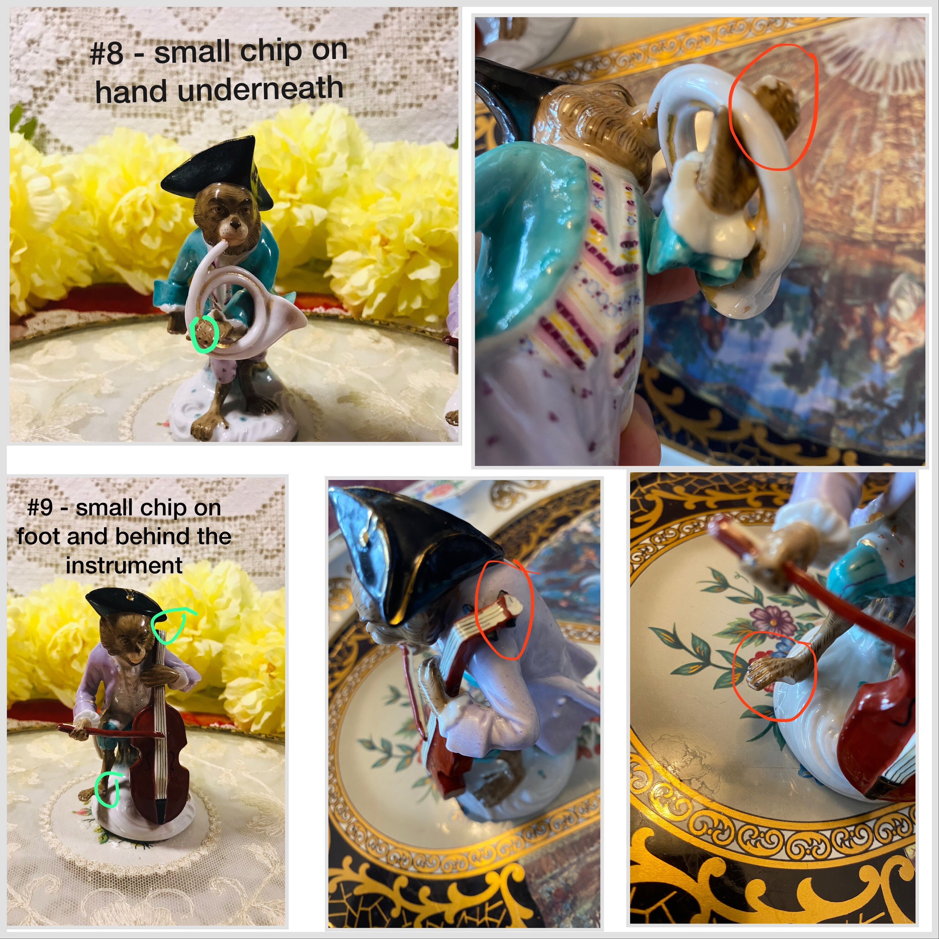 Antique 18th Century German Sitzendorf Monkey Band 9 Figurines, Closter ...
