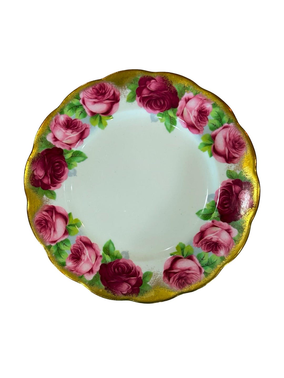 Royal Albert “old English Rose” Dessert Plate 7 1/8” D With Heavy Gold ...