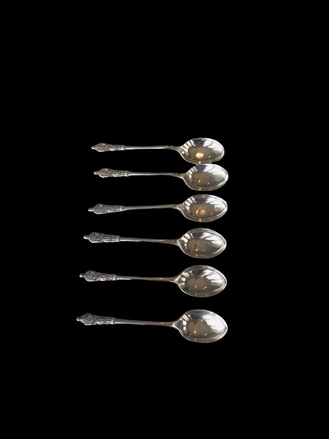 A Set of 6 Antique Birmingham 1905 English Sterling Silver Hand Made in ...