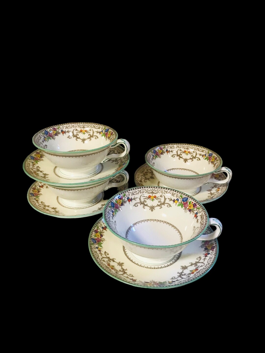 Set of 4 Vintage (1931-1969) Mintons “shaftesbury” Tea Cups and Saucers ...