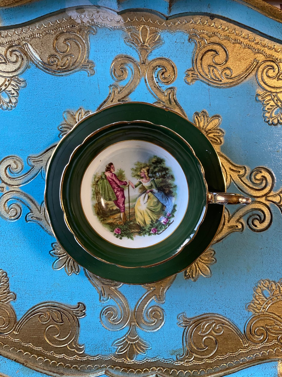 Regency Bone China England Couple Love Story Courting Scene Tea Cup and ...