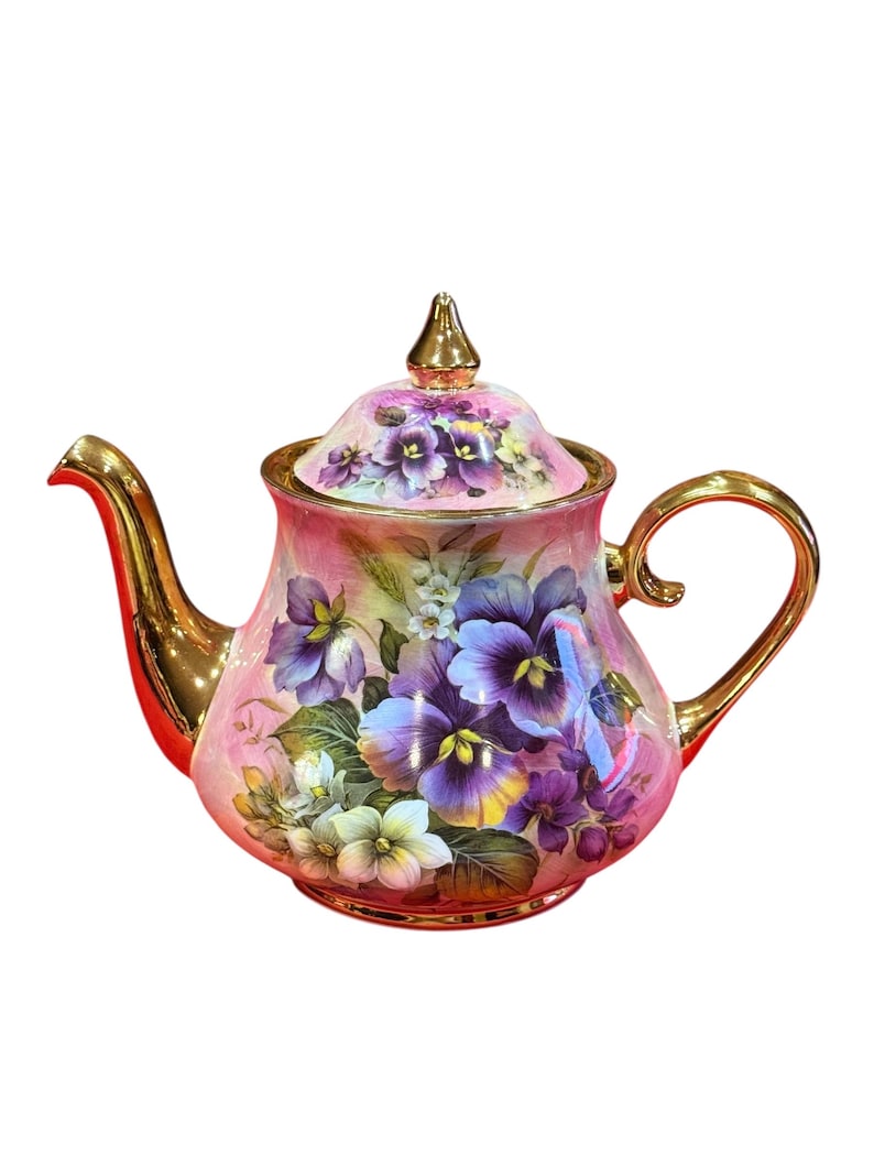 Rare the Butchart Gardens Bone China Pansy Tea Pot With Lid Made in ...