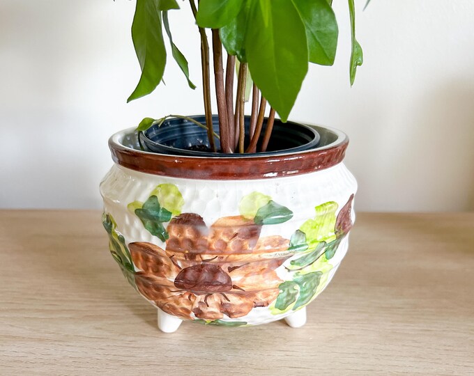 Vintage Hand Painted Floral Ceramic Footed Planter - Etsy