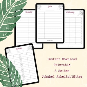 Vokabeln lernen Arbeitsblätter & Lernkarten | 8 Seiten Printable ...