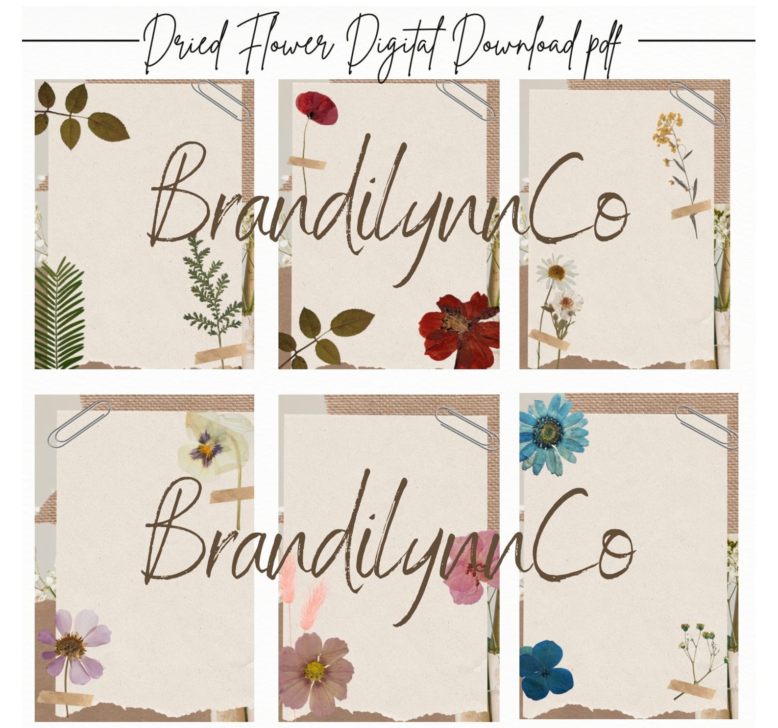 Dried Flower Blank Digital Download PDF Templates for Weddings ...