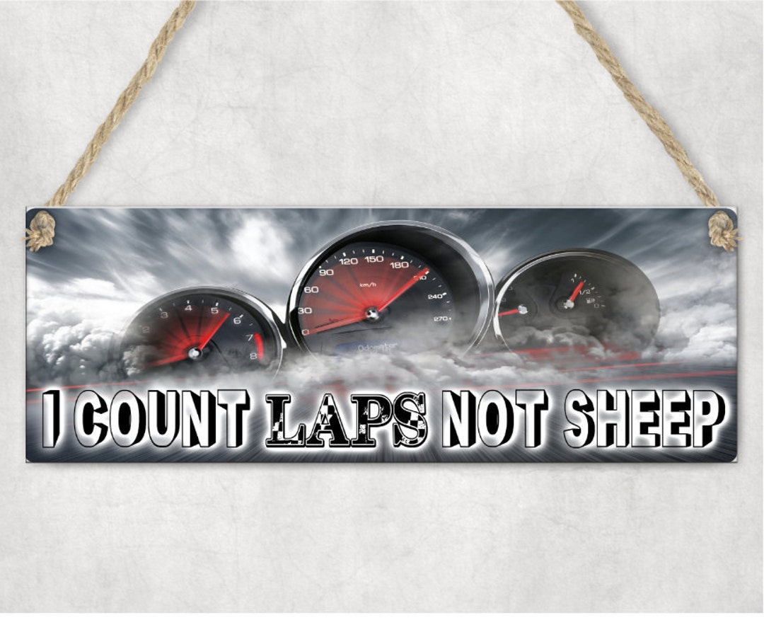 WOOD DOOR SIGN 11x4 or 15.5x6 Sign I Count Laps Not Sheep Racing Sign ...
