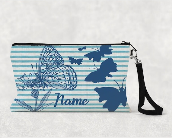 Makeup Bag Blue Butterfly Bag Personalized Makeup Bag | Etsy