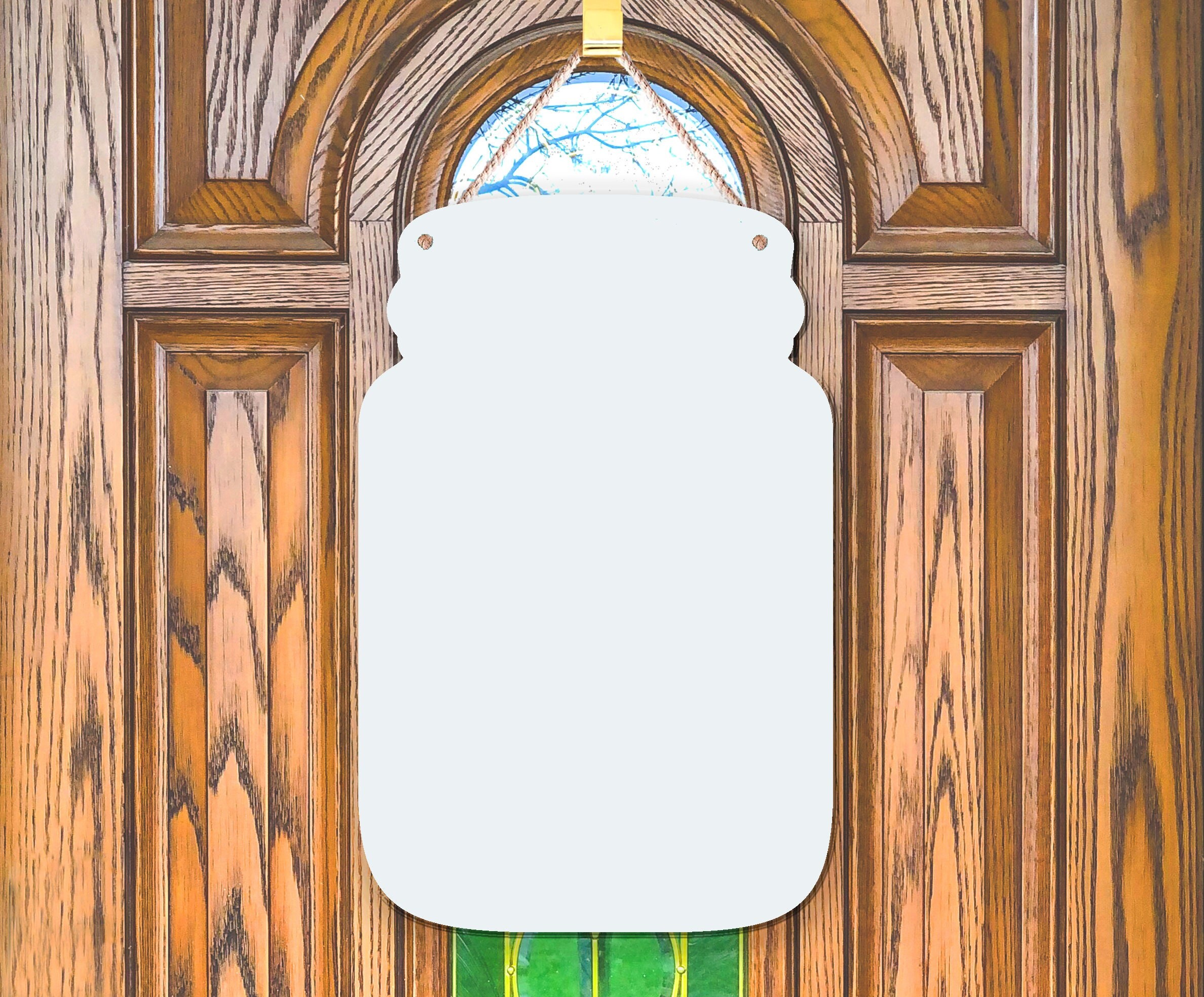 Welcome Mason Jar Bright Floral Door Hanger Sign Welcome Sign Door ...