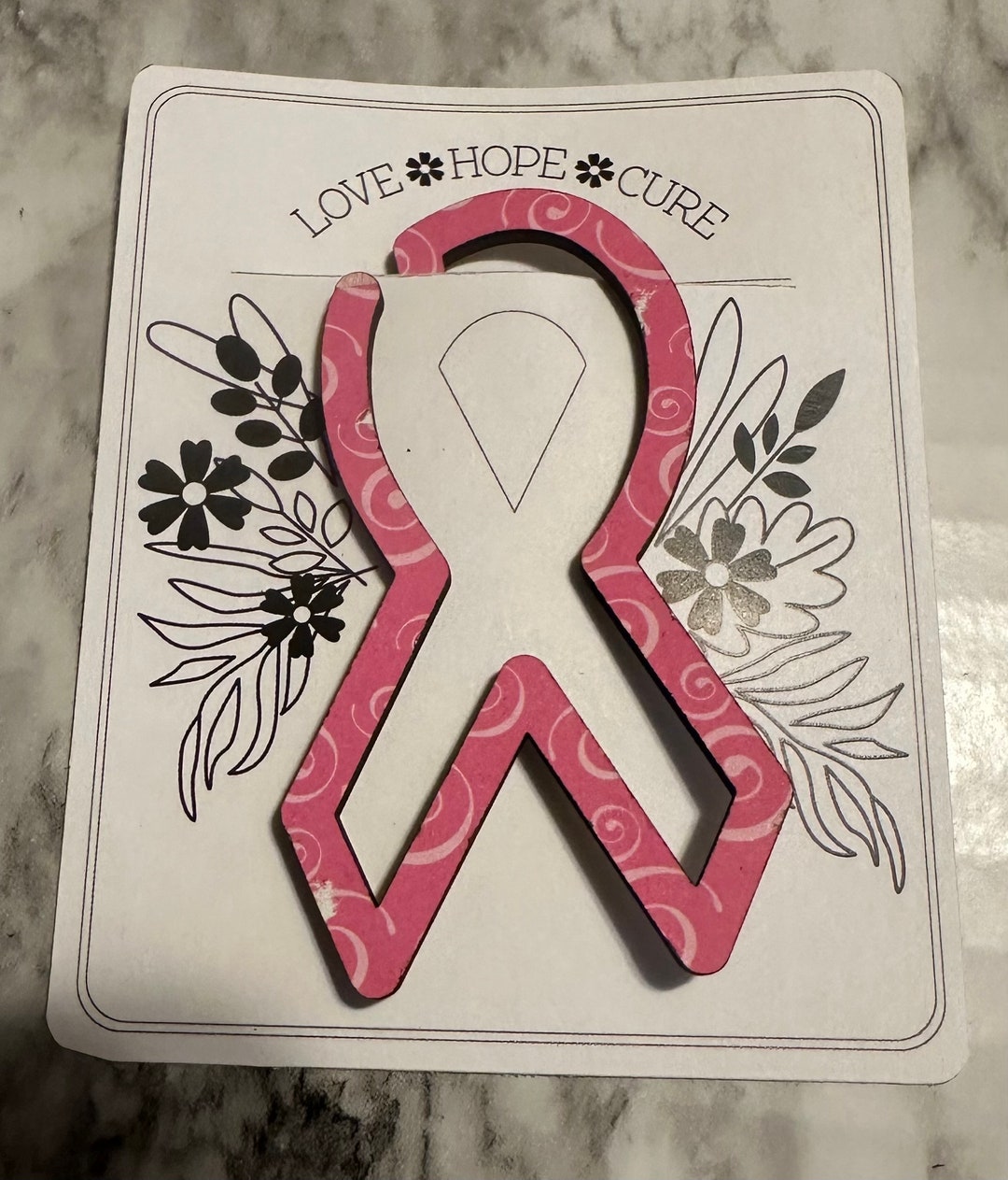 Breast Cancer Bookmark, Cancer Awareness Lasered Bookmark, Wooden ...