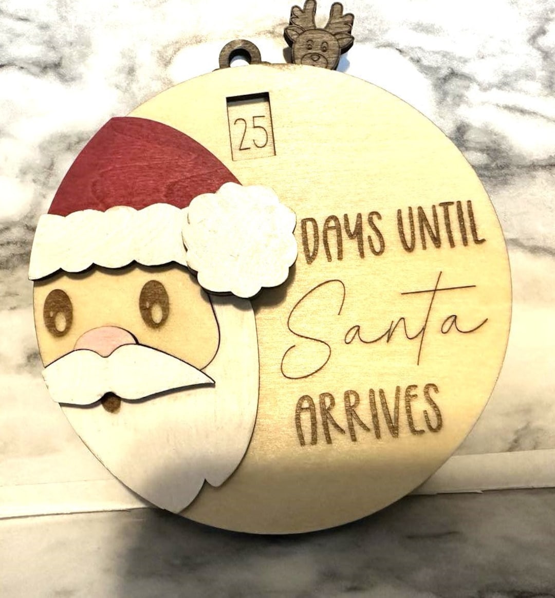 Christmas Countdown Ornament, Santa Countdown Ornament, Christmas Tree ...