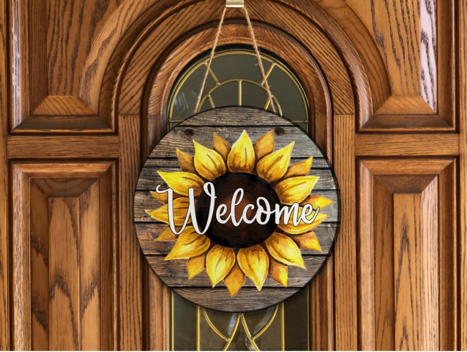 Sunflower Welcome Personalized Door Hanger Sign Welcome Sign | Etsy