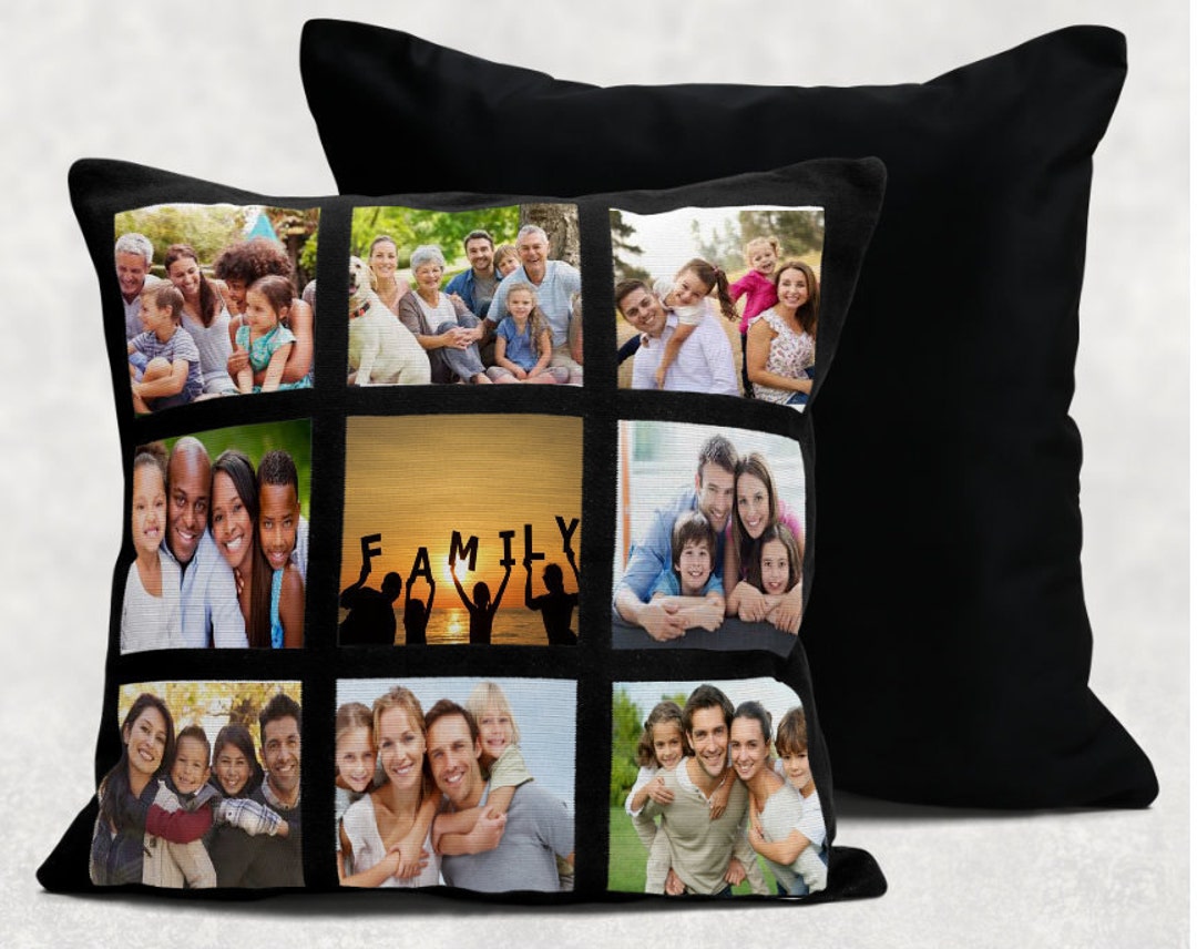 Family Photo Pillow Case, 9 Panel Photo Pillow, Personalized Pillow ...