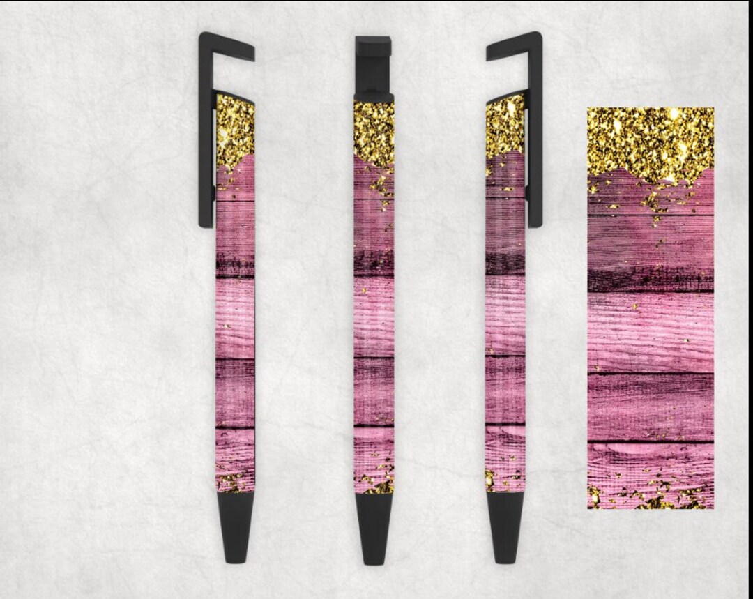 Pink Glitter Wood Pen Personalized Pen Printed Custom Pen Phone Stand ...