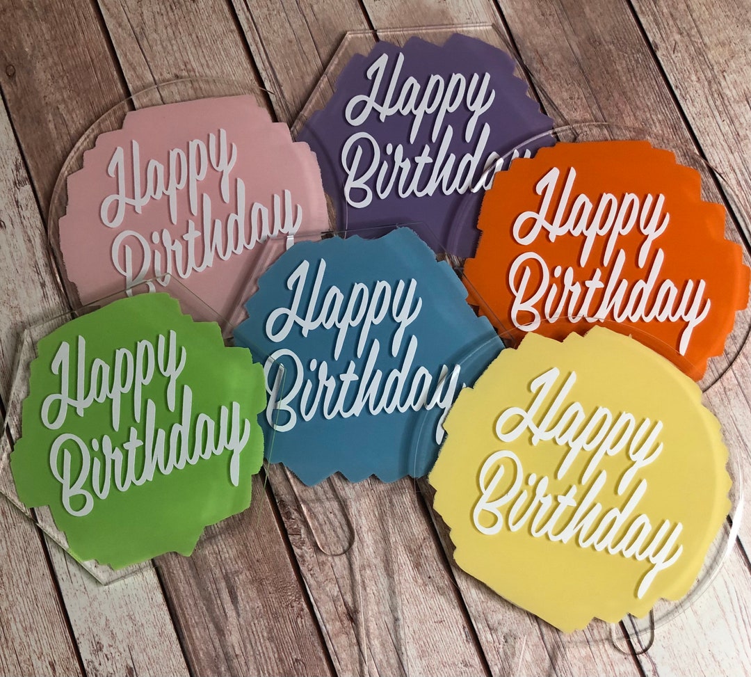 BIRTHDAY CAKE TOPPER Happy Birthday Cake Topper Acrylic - Etsy