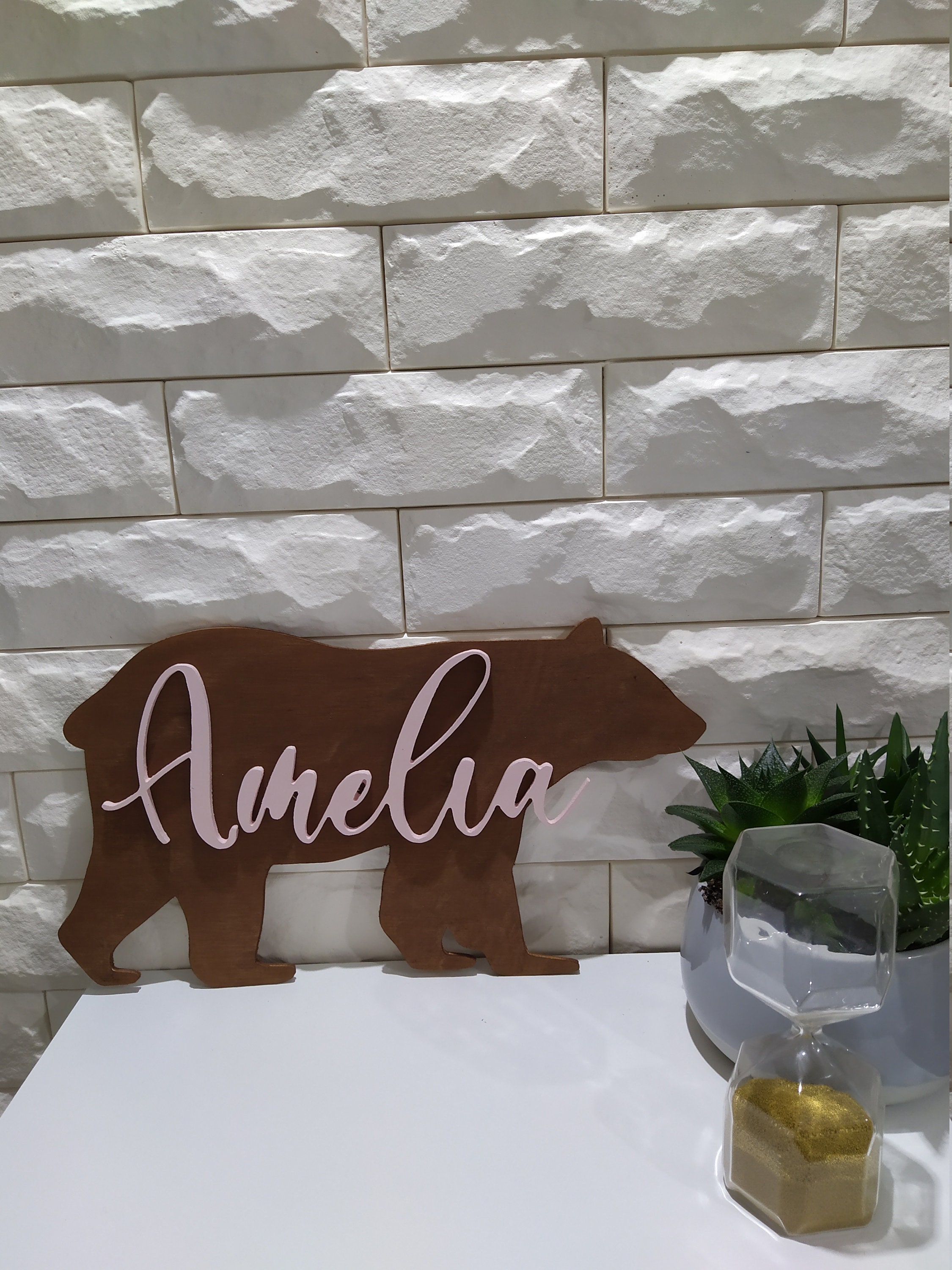 Wooden Nursery Decor Sign Baby Name and Animal Wall Hanging - Etsy