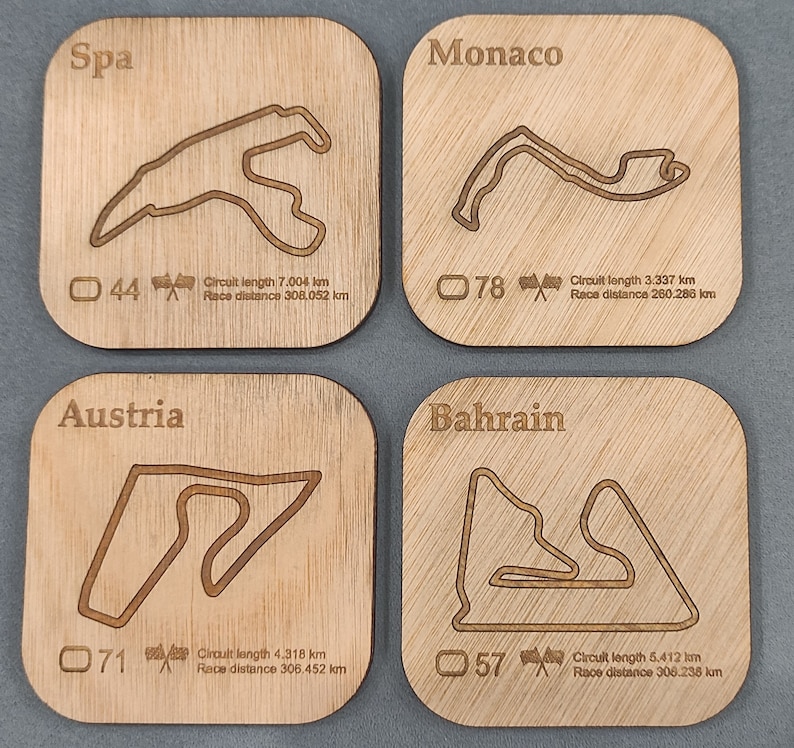 Any F1 Race Track Coaster Formula One Wooden Coasters F1 - Etsy UK