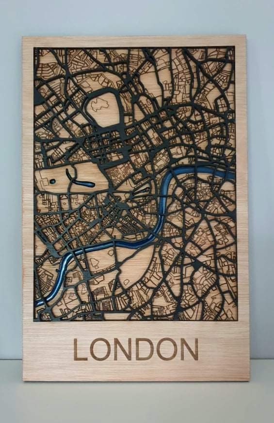London Map 3D London City Wooden Map Housewarming Gift Birthday ...