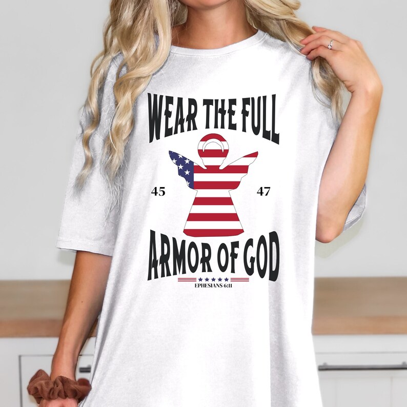 Angel Flag Over Trump Rally 2024 Armor of God Shirt Trump Fight Shirt ...