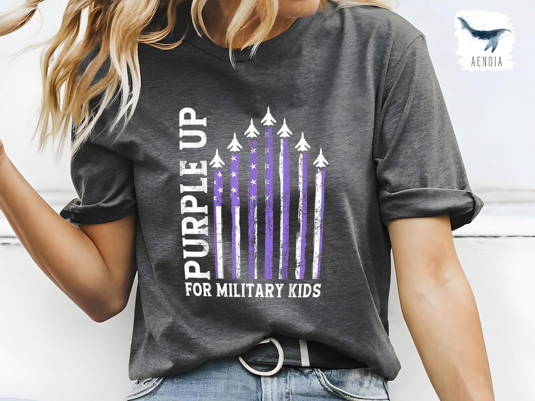 Military Children Awareness Shirt, Purple up for Military Kids Toddler ...