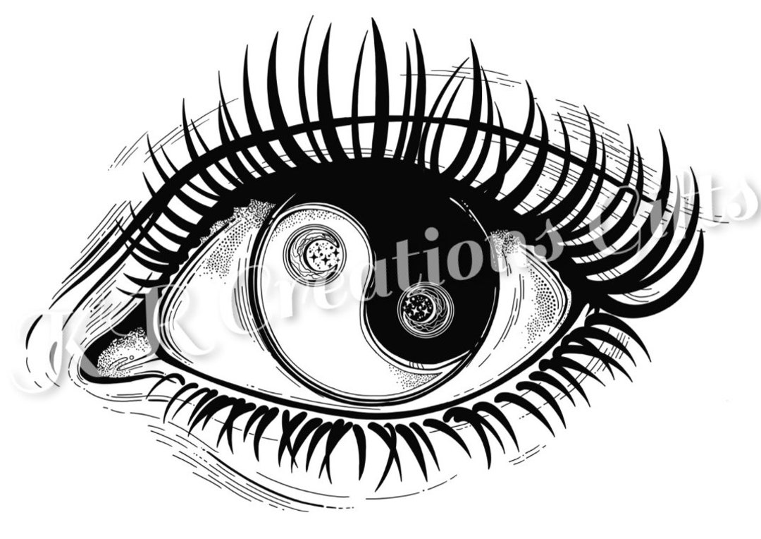 Ying and Yang Life, Abstract Eye Drawing Digital Print - Etsy