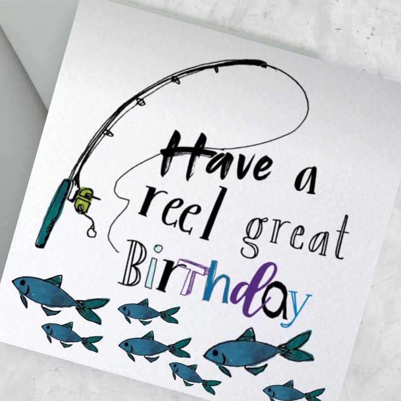 Fishing Themed Birthday Card Greetings Card - Etsy