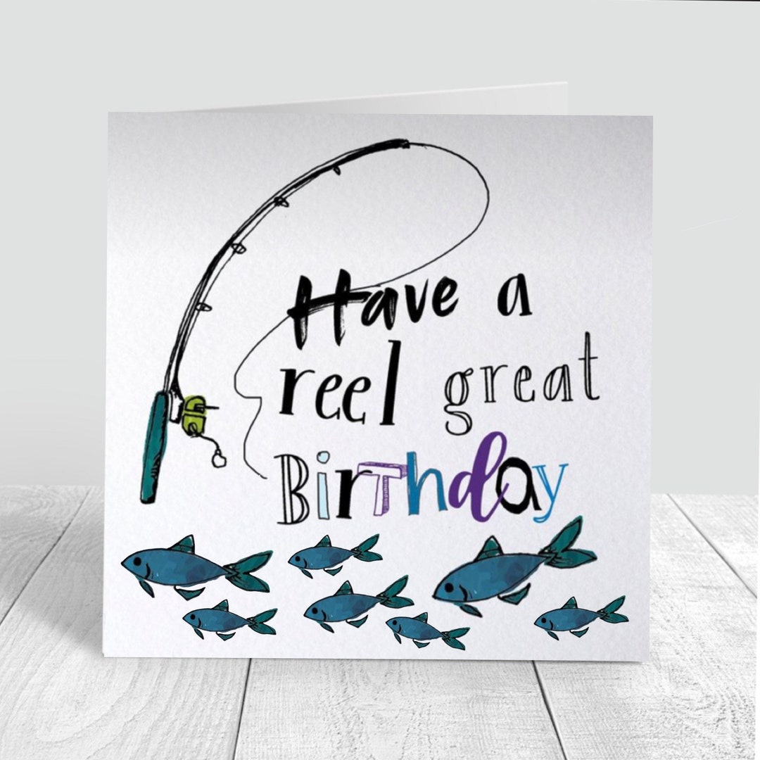 Fishing Themed Birthday Card Greetings Card - Etsy Canada