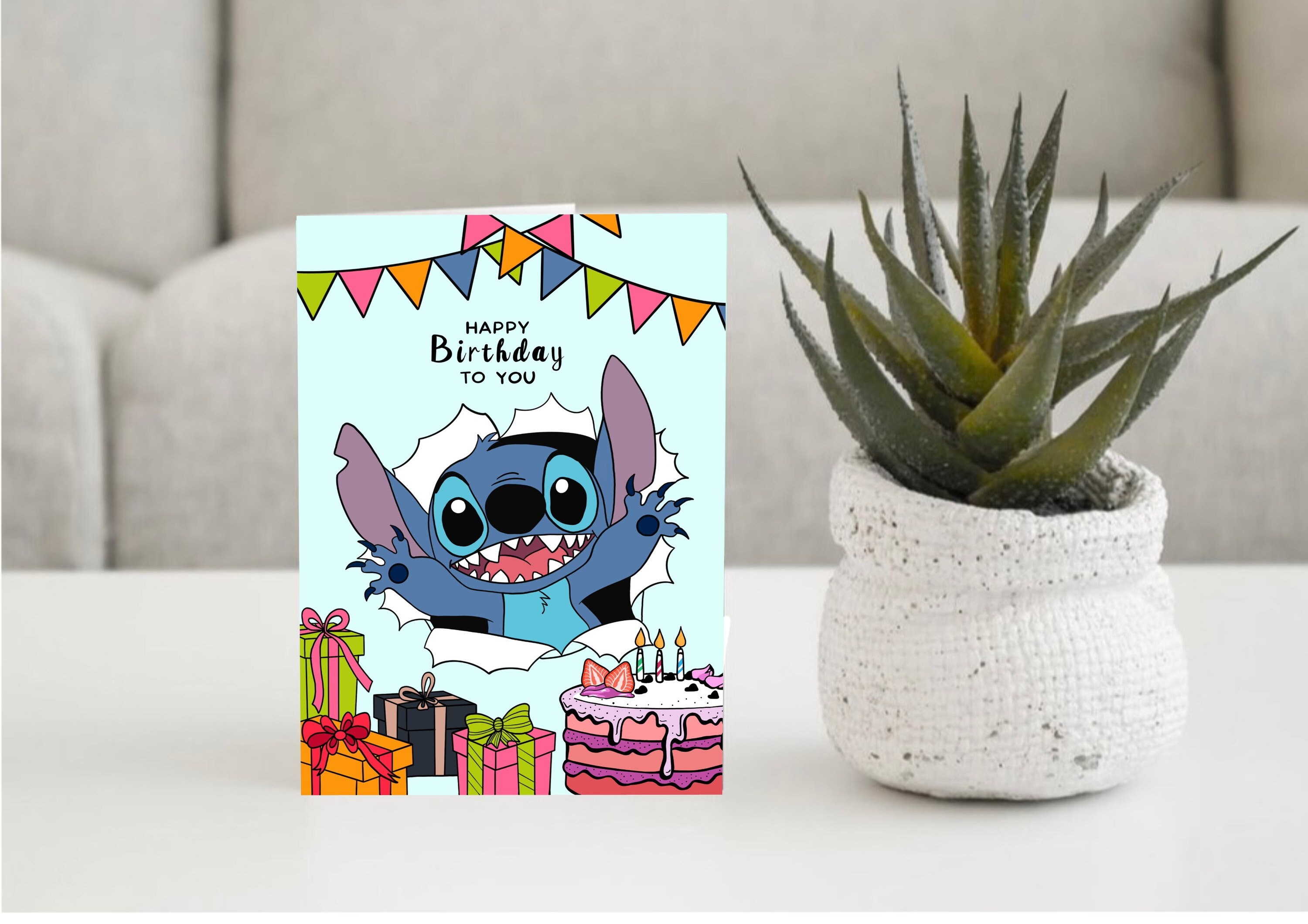 Stitch Birthday Greetings Card for Her Him. LILO and Stitch Disney ...