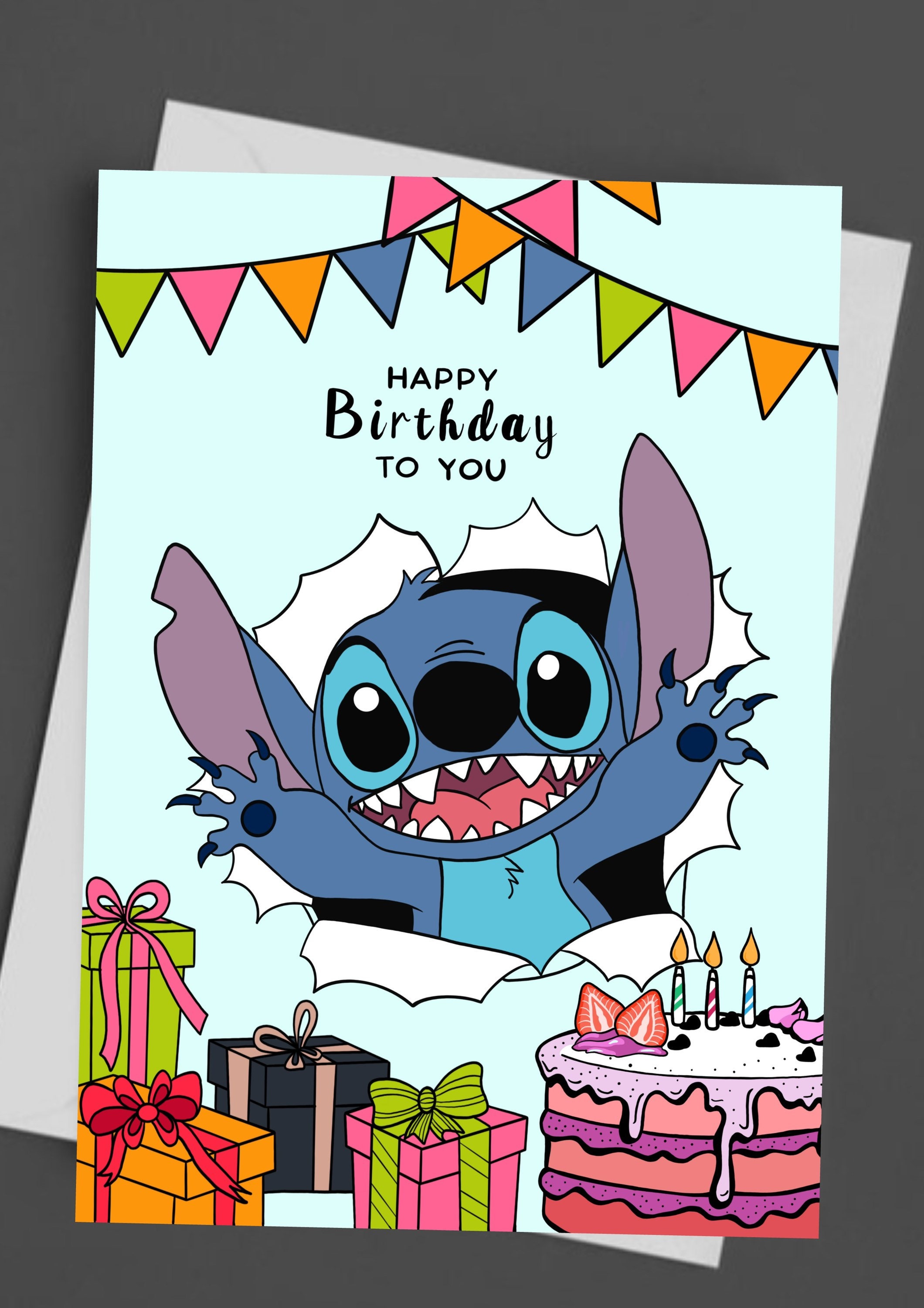 Stitch Birthday Greetings Card for Her Him. LILO and Stitch Disney ...