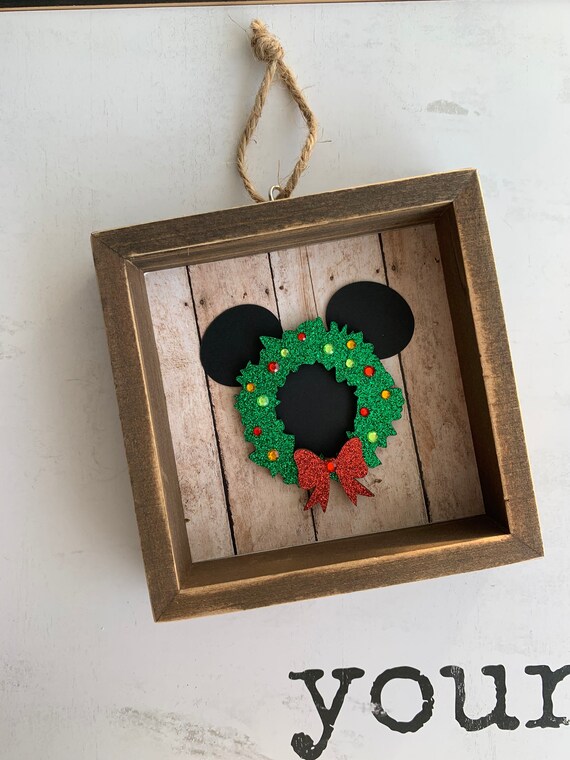 Christmas Wreath Mickey Sign / Disney Sign / Wooden Sign | Etsy