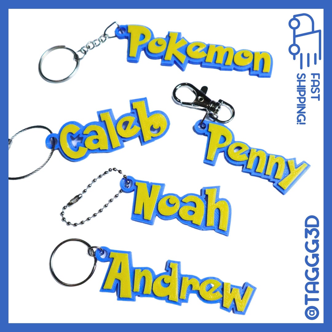Customizable Pokemon Font Style 3D Printed Keychain - Etsy