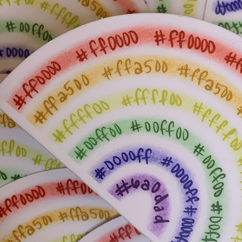 Hex Code Rainbow Sticker - Etsy