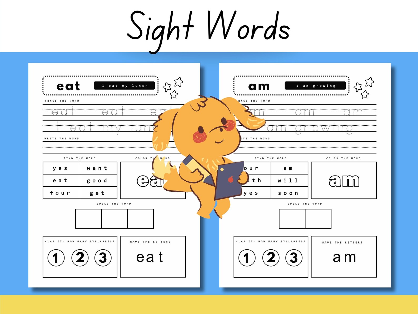 Kindergarten Learning Activity Bundle, Alphabet, Numbers, Sight Words ...