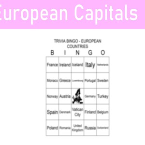 USA Capitals Bingo Game, Trivia Quiz (printable) - Etsy
