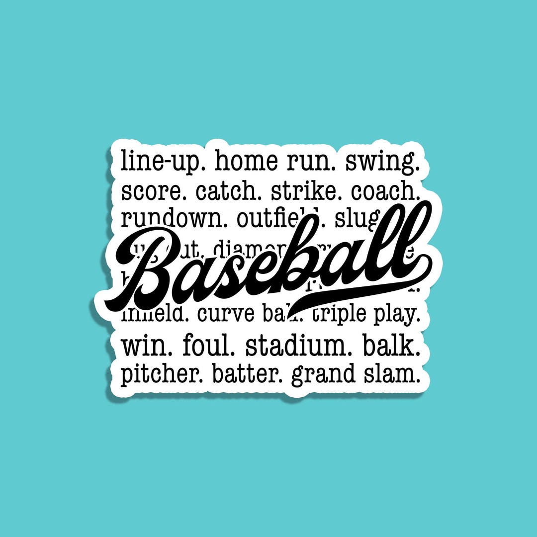 Baseball Vinyl Sticker (black and White) – Sports Aesthetic Waterproof ...