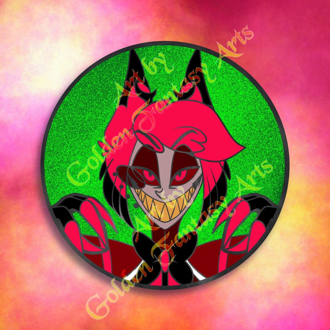 PRE LE Alastor Circle Glitter Black Nickel Plated 50 Mm Tall Enamel Pin ...