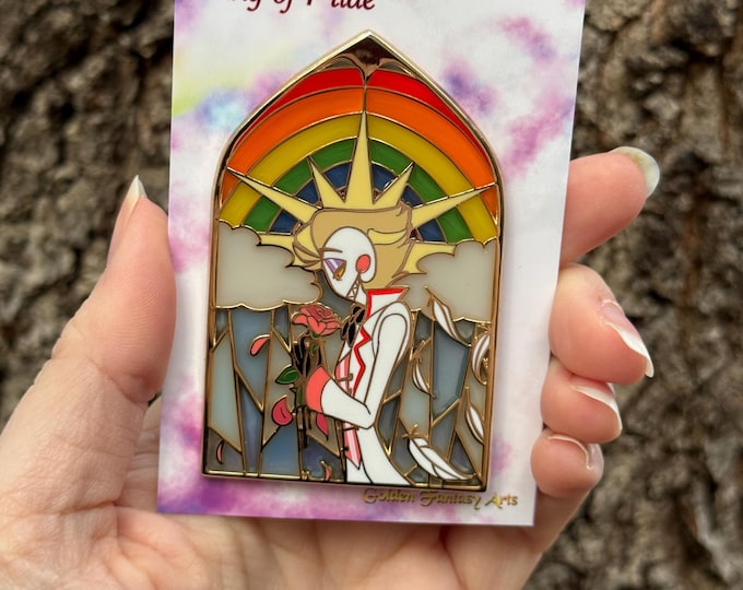 Lucifer Stained Glass Gold Plated 75 Mm Tall Enamel Pin - Etsy