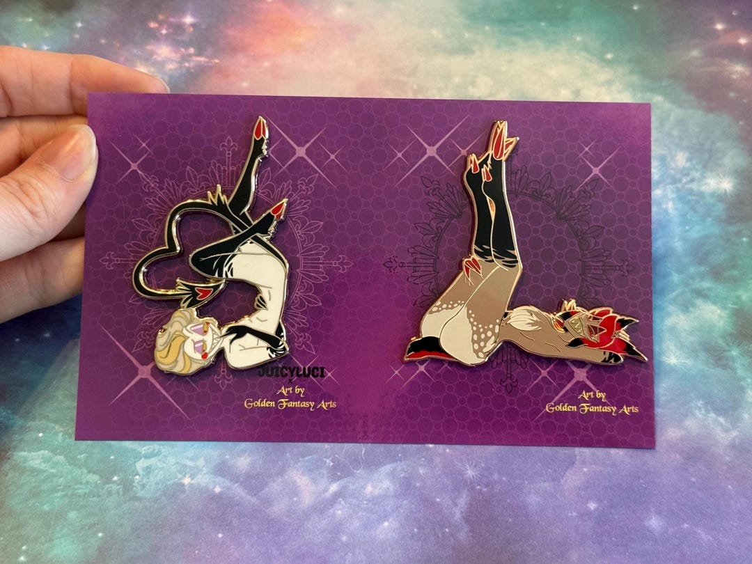 LE Alastor and Lucifer Pinup Collab 70mm Tall Hard Enamel Pins - Etsy