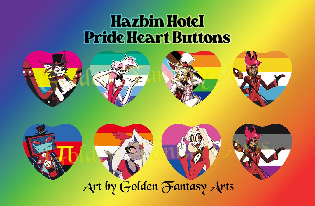 Various Hazbin Hotel Characters Pride Heart Buttons - Etsy
