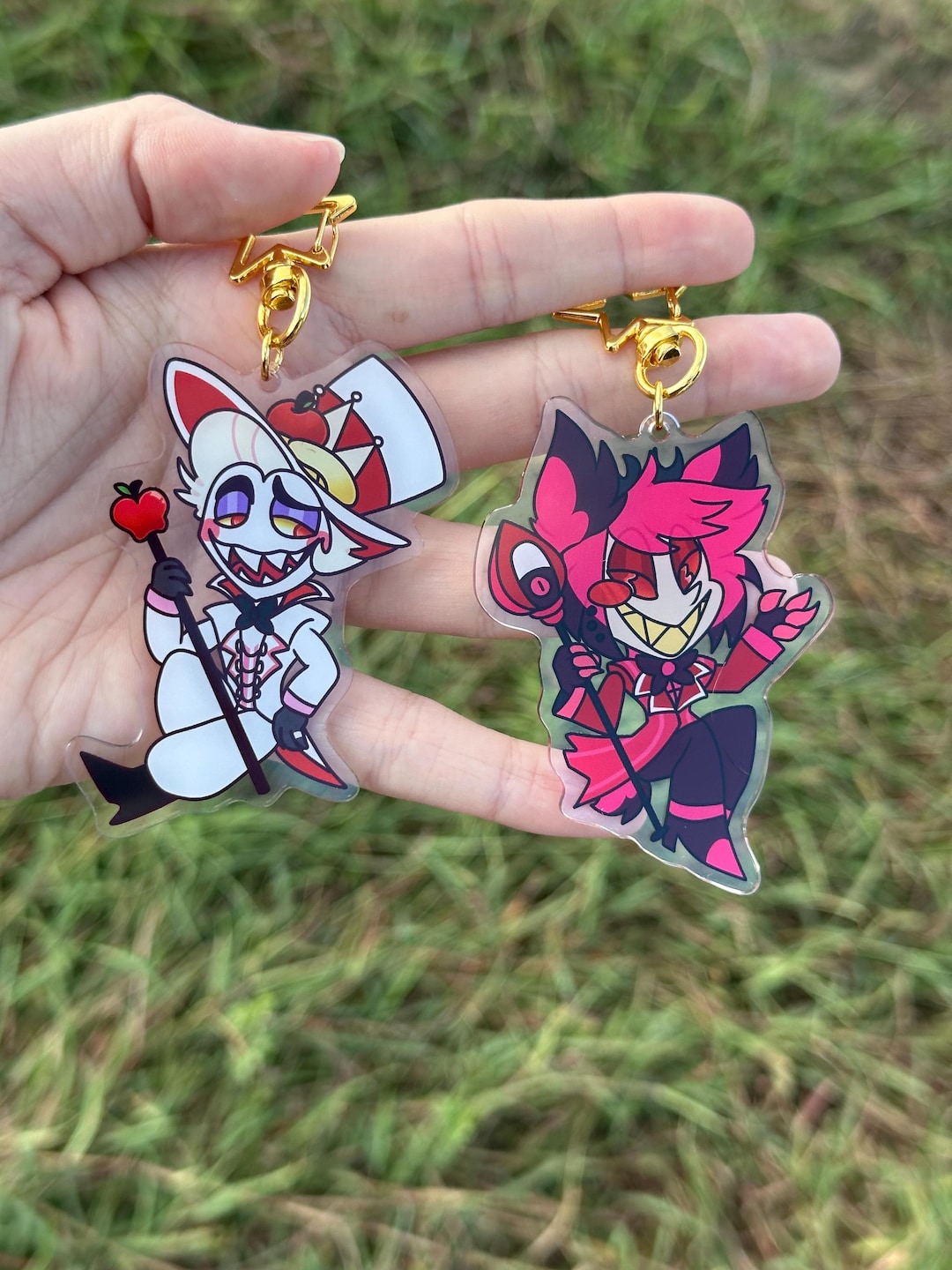 Chibi Hazbin Boys Double-sided Acrylic Keychain 3 Inch Alastor Vox ...