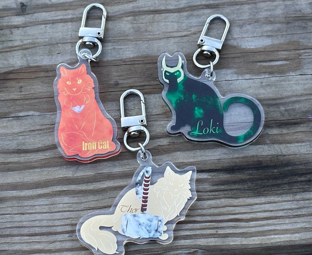 Meow-velous Cat Avenger Keychains 2 Inch Tall - Etsy