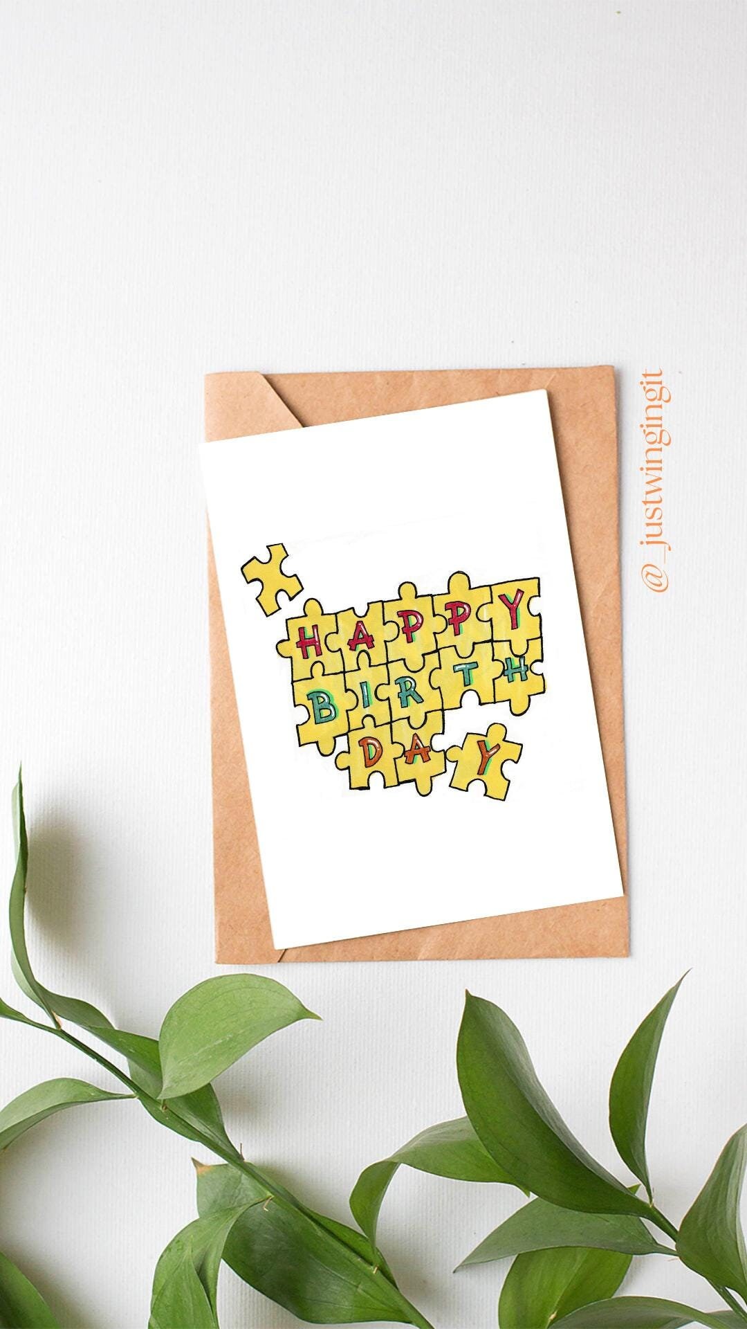 Puzzle Piece Birthday Card - Etsy