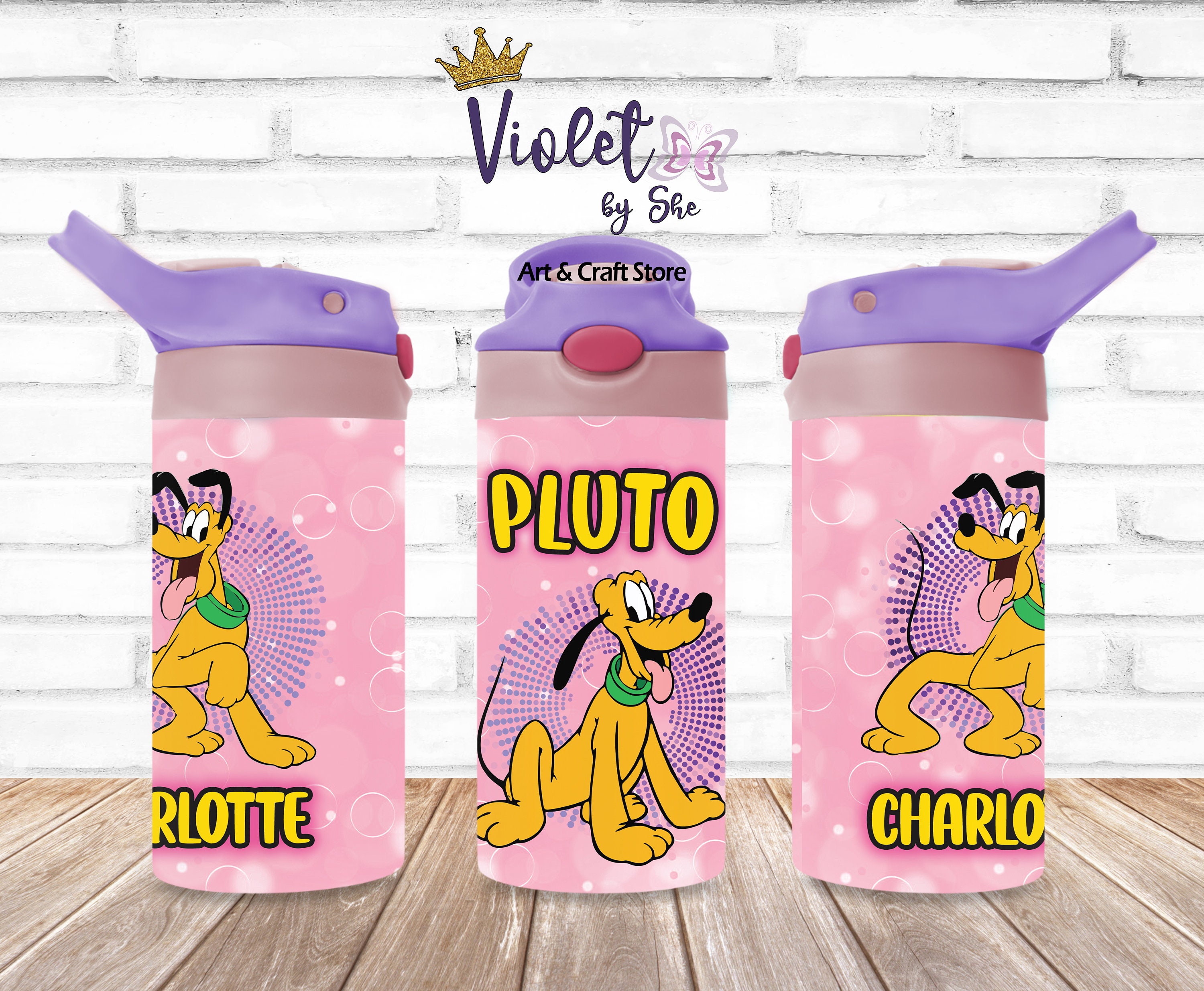 Pluto Inspired Kids Bottles Flip Top Personalized With Name 12oz 20oz ...