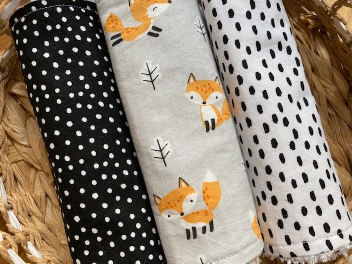 Fox Burp Cloth Set Woodland Burp Cloth Set Animal Baby Burp - Etsy