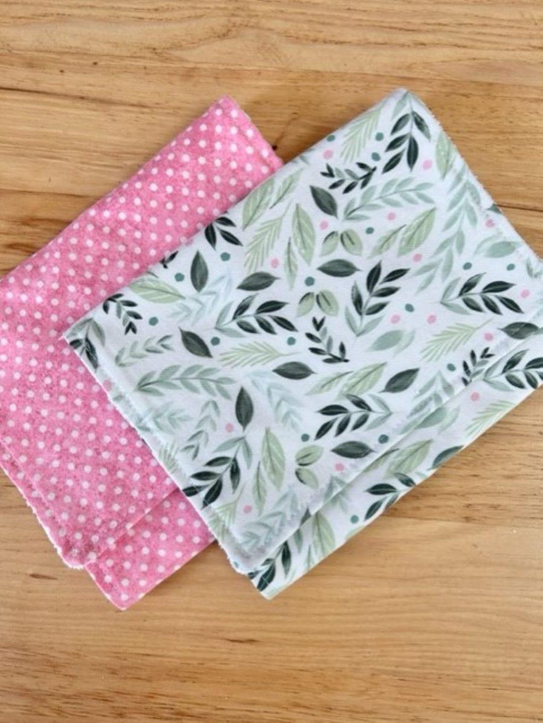 Botanical Burp Cloth Set, Pale Green Burp Cloth, Pink Burp Cloth, Terry ...