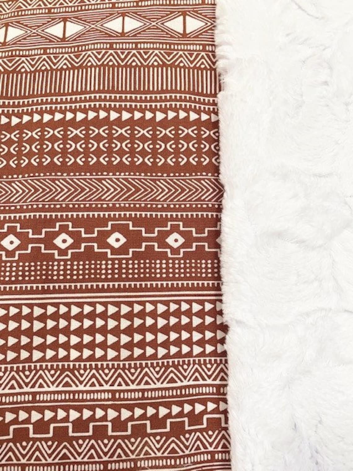 Rust Aztec Minky Blanket, Rust Boho Minky Blanket, Copper Minky Blanket ...