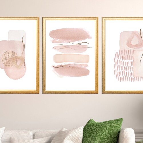Pink and Gold Abstract Prints Watercolour Abstract Printable - Etsy