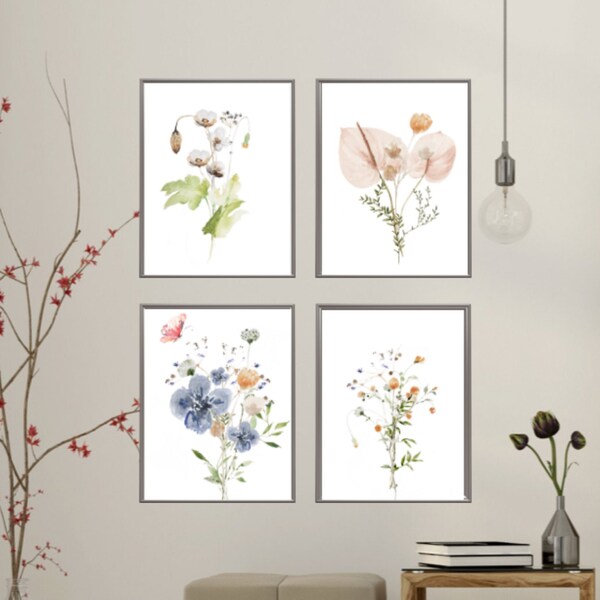 Flower Art Print Set - Etsy