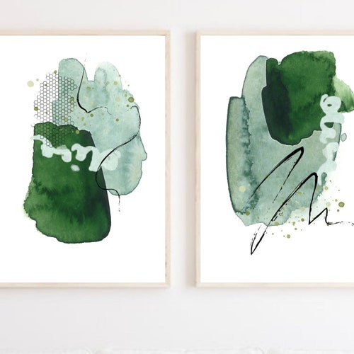 Light Green Painting Abstract Watercolor Print Printable - Etsy
