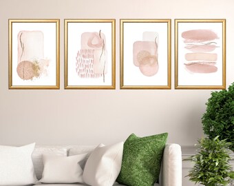 Pink and Gold Abstract Wall Art | Etsy