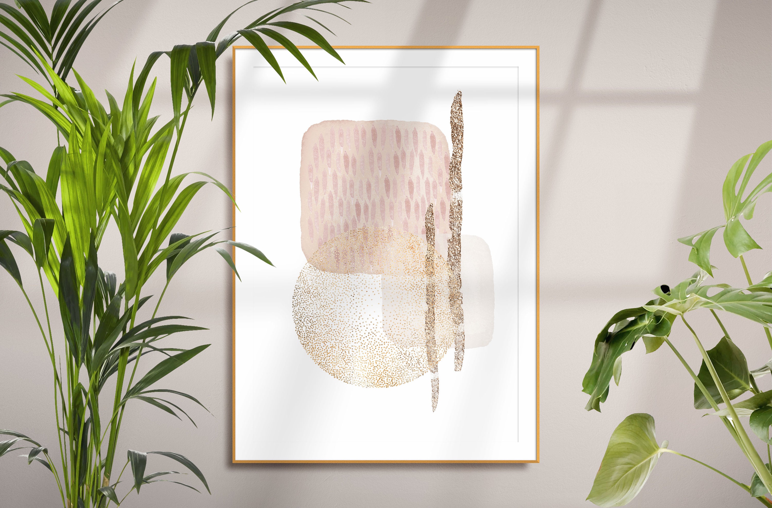 Pink and Gold Abstract Prints, Watercolour Abstract Printable Wall Art ...